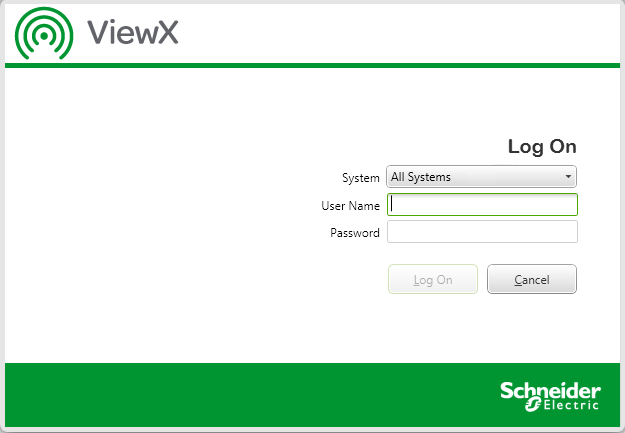 ViewX and WebX Clients Guide - Log On to ViewX (ViewX Client)