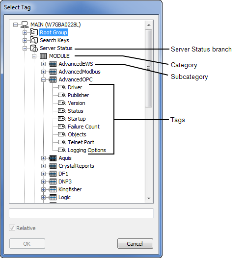 Expressions Guide - Selecting a Server Status Tag (Tags)