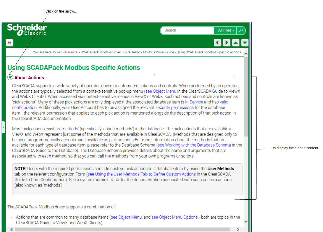 Using Help Guide - Text Display Area (Geo SCADA Expert Help)
